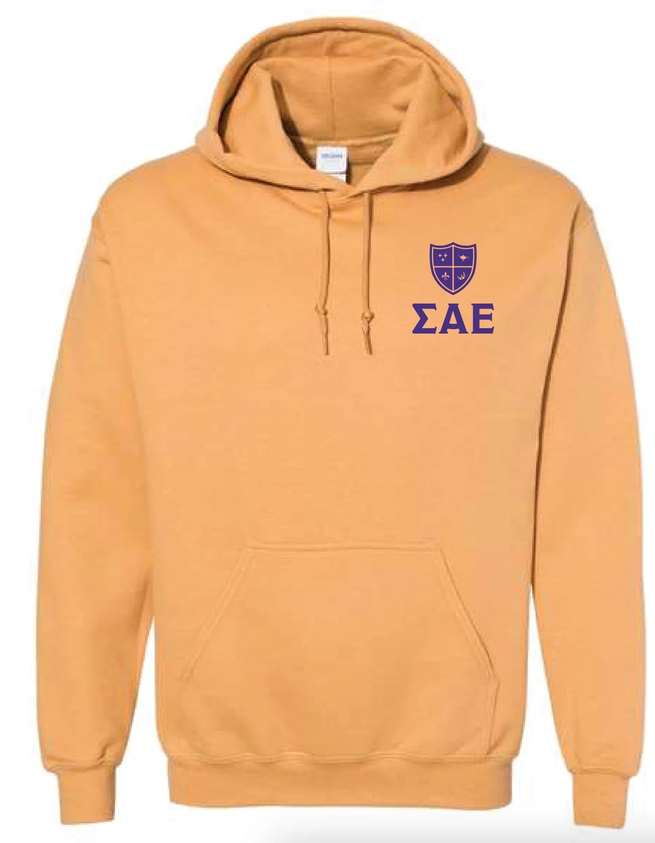 SAE Letters and Crest Hoodie in Old Gold – The Sigma Alpha Epsilon Store